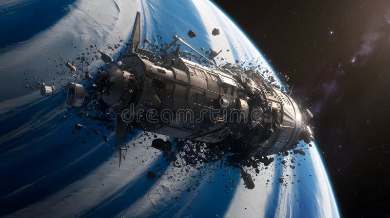 Orbital Chaos the Rapid Drift of Metallic Space Debris. Stock Image ...