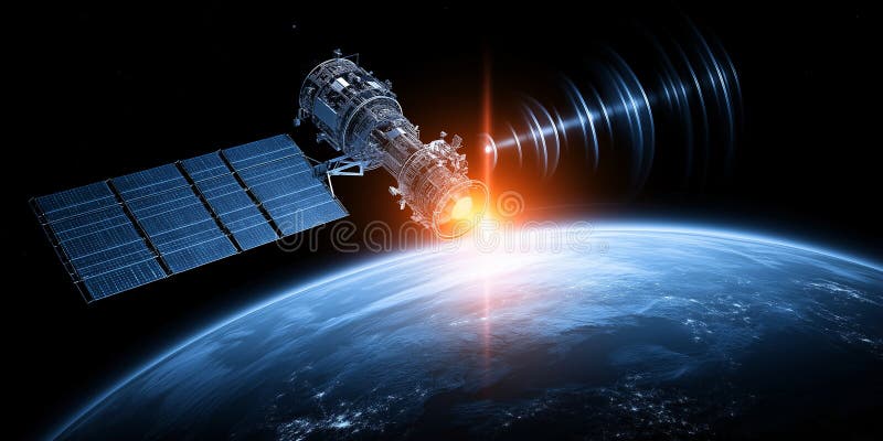 Orbital Communication Satellite Stock Illustration - Illustration of ...