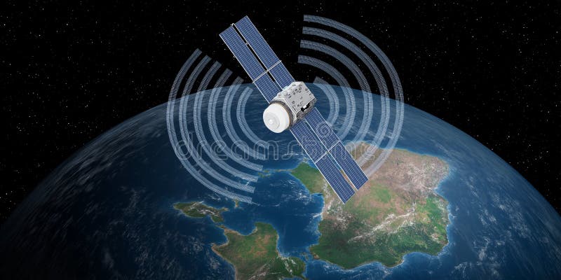 Orbital Communication Satellite Stock Illustration - Illustration of ...