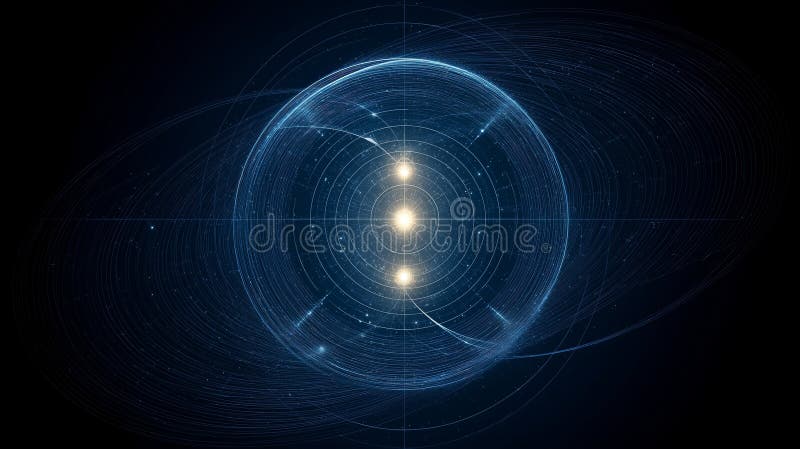 Orbital Paths Around Bright Celestial Bodies Stock Image - Image of ...