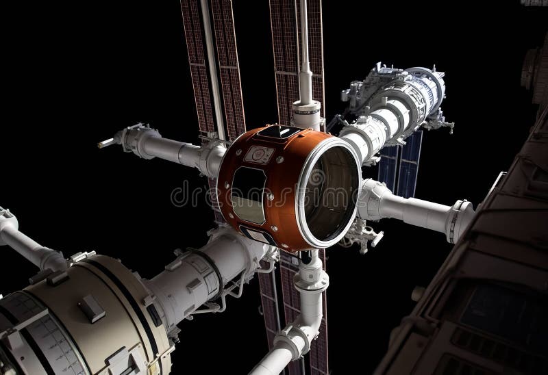 Orbital Space Station Module View Stock Illustration - Illustration of ...