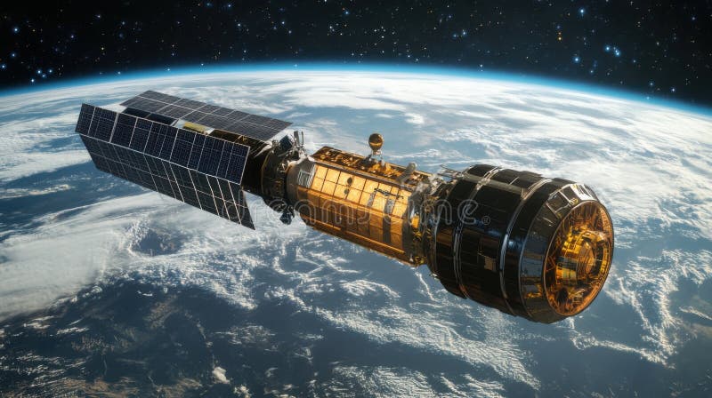Orbital Spacecraft Equipped with Solar Panels and Scientific ...