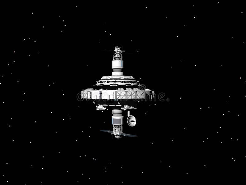 Orbital Station in Space Retro Icon or Emblem Stock Vector ...