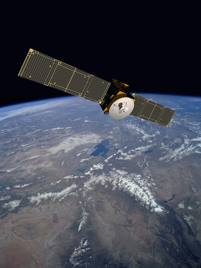 Orbiting High Tech Space Communication Satellite Telecommunication ...