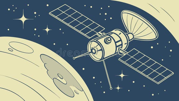 Orbiting Sentinel Satellite Observing a Distant Planet from Space ...