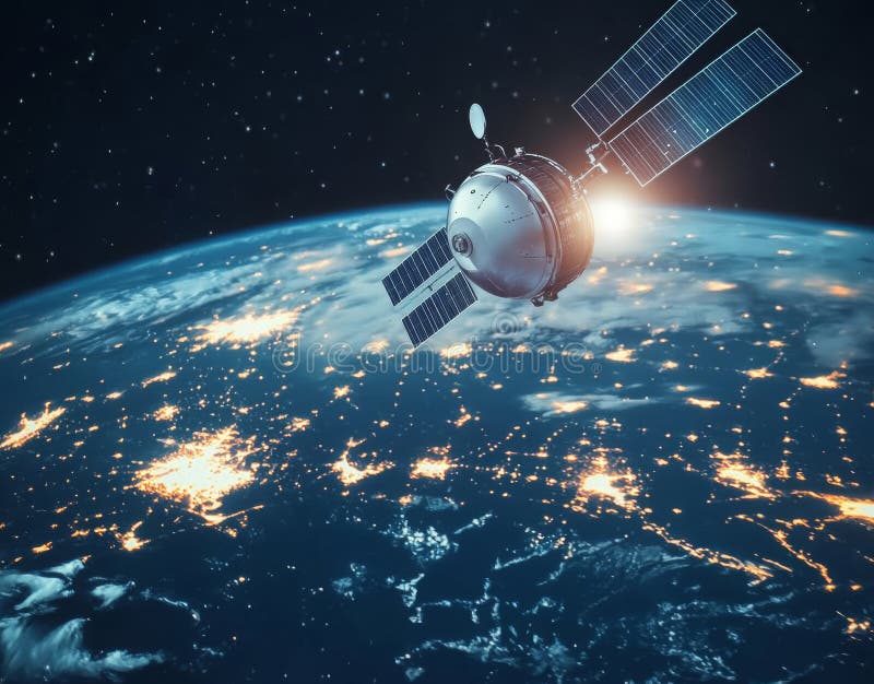 Orbiting Space Satellites Rely on Space Communication Technology Stock ...
