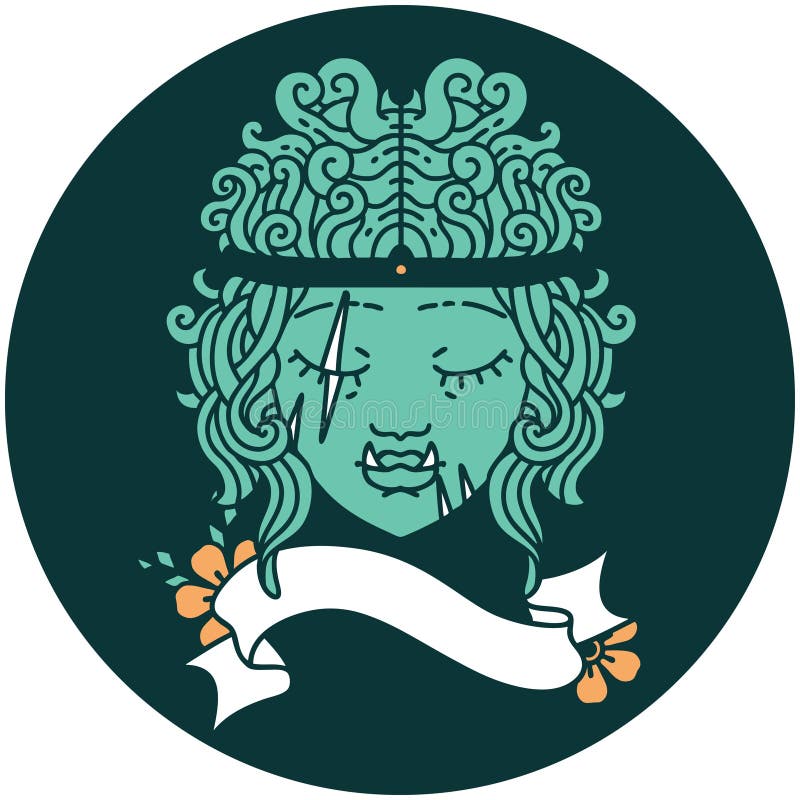 Orc Barbarian Character Face Icon Stock Vector - Illustration of tattoo ...