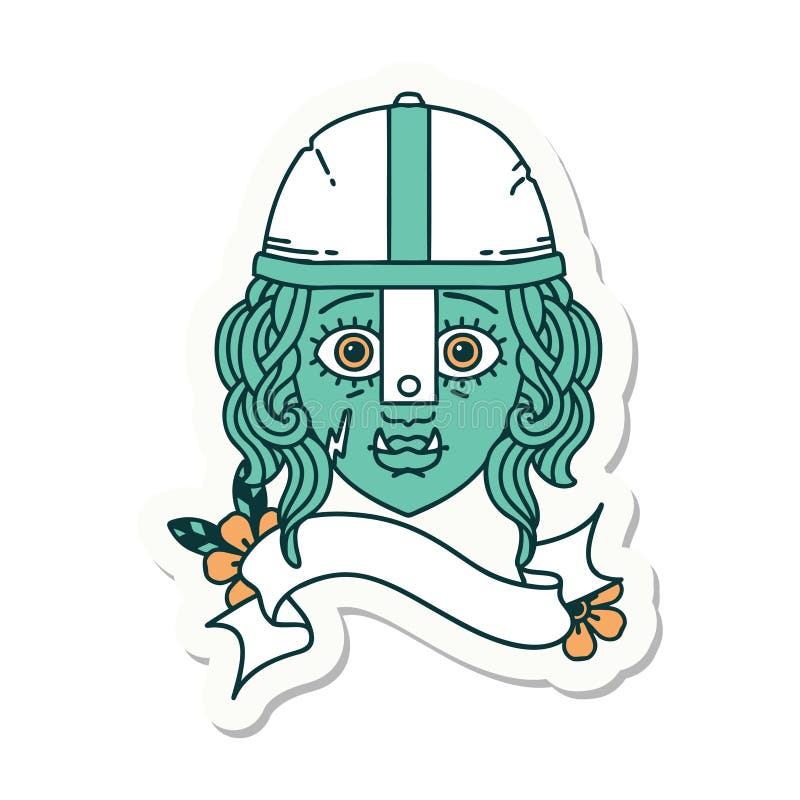Orc Fighter Character Face Sticker Stock Vector - Illustration of ...