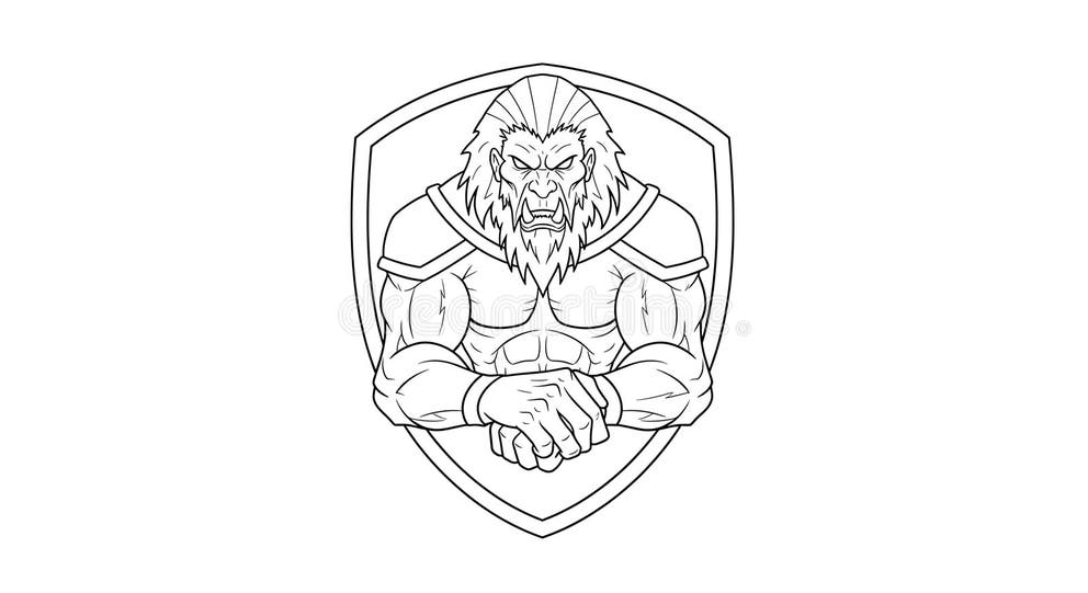 Orc Warrior Shield Emblem Black and White Stock Illustration ...