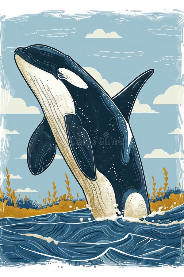 Majestic Orca Whale Leaping from Ocean Waves, Coastal Scene Stock ...