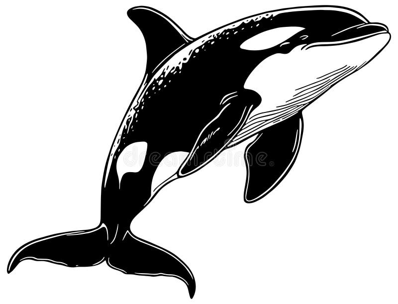 Orca Illustration in Black, Isolated. Generative AI Stock Vector ...