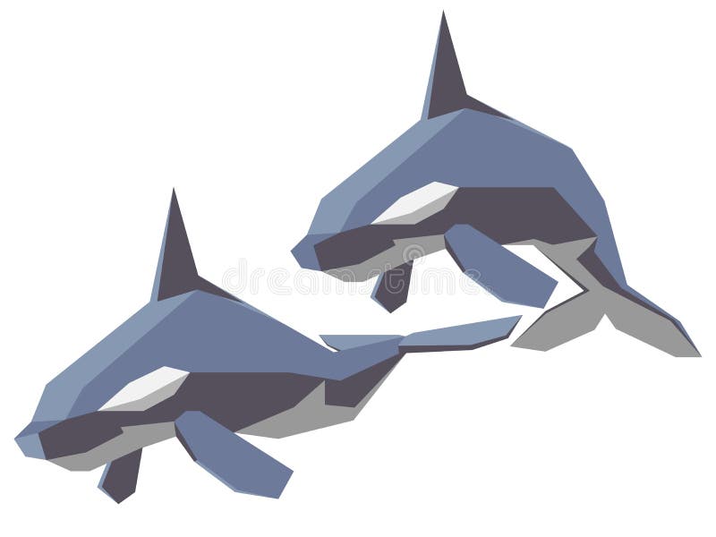 Set of Geometric Sea Animals Stock Vector - Illustration of mammal ...