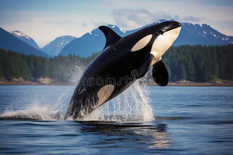 Orca Orca, Big Orca Whale Jumping Out of the Sea, AI Generated Stock ...