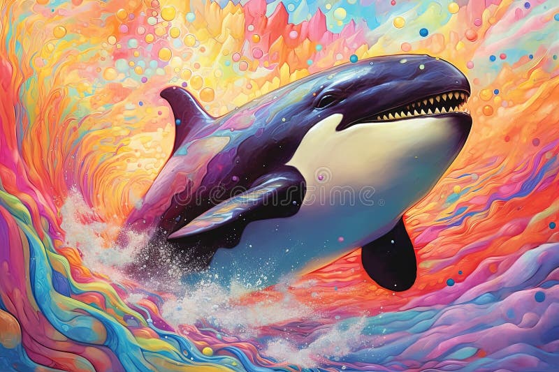 Orca Rainbow Colors Surreal Illustration Generative Ai Stock ...