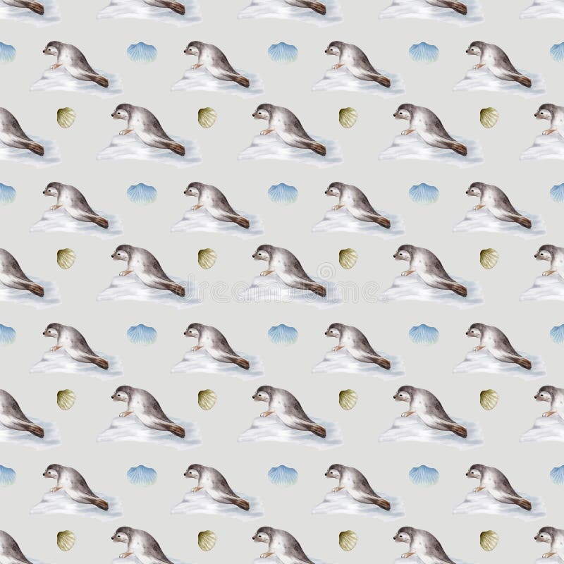 Orca and Seal Pattern Design with Whimsical Aquatic Elements for Fabric ...