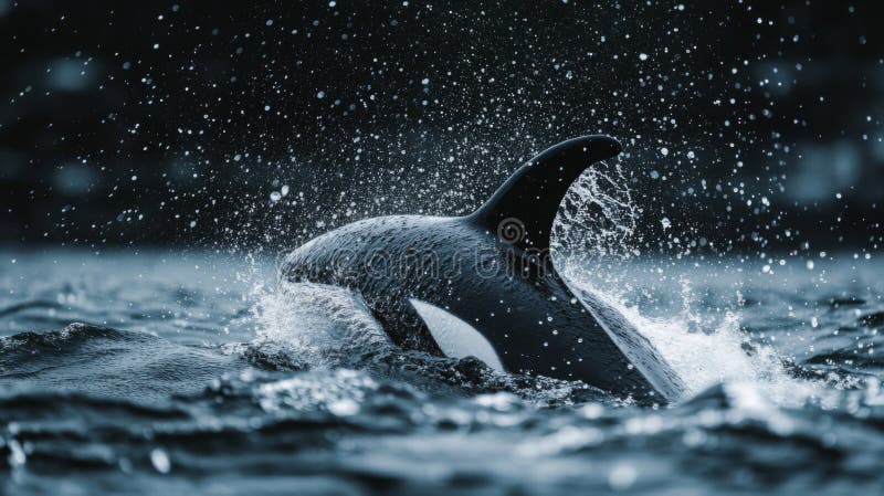 Orca Surfacing in Ocean Water Splashing Stock Photo - Image of powerful ...