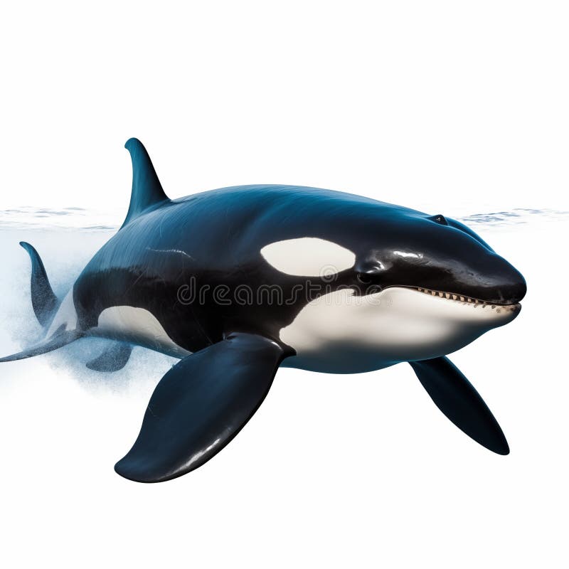 Orca Swimming in Ocean Water on White Background Stock Illustration ...