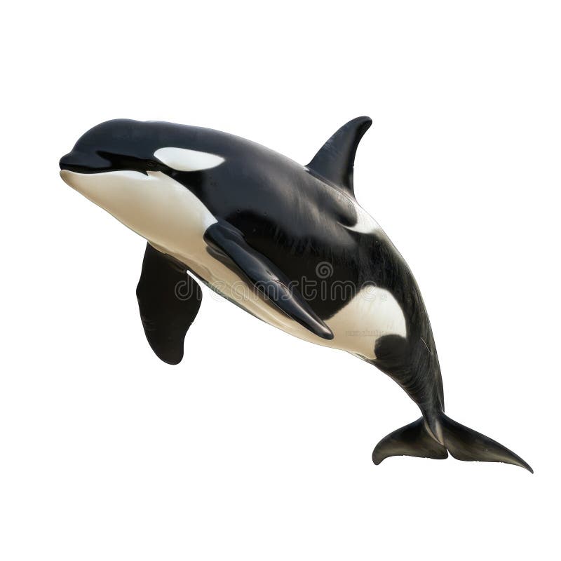 Orca Whale Breaching with Open Mouth and Tail Fin Stock Photo ...