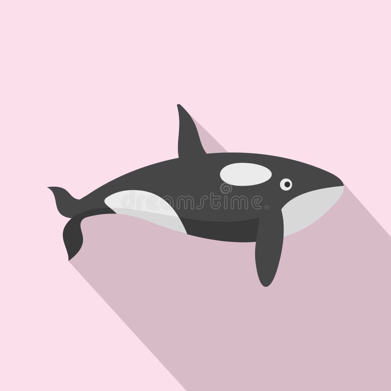 Orca Whale Icon, Flat Style Stock Vector - Illustration of ocean, giant ...