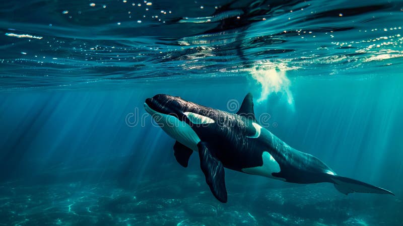 An Orca Whale Swimming in the Ocean Stock Photo - Image of orca, whale ...