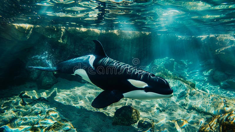 An Orca Whale Swimming in the Water Stock Image - Image of water ...
