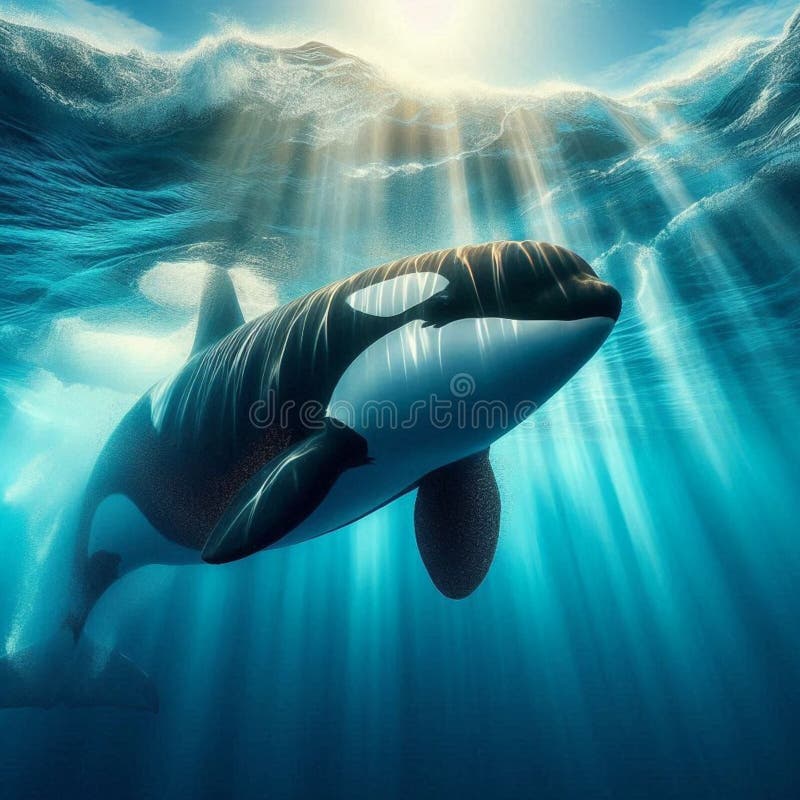 Orcas Swim and Jump in the Open Ocean 6 Stock Photo - Image of whale ...
