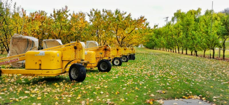An Orchard with Agricultural Machinery Editorial Image - Image of ...