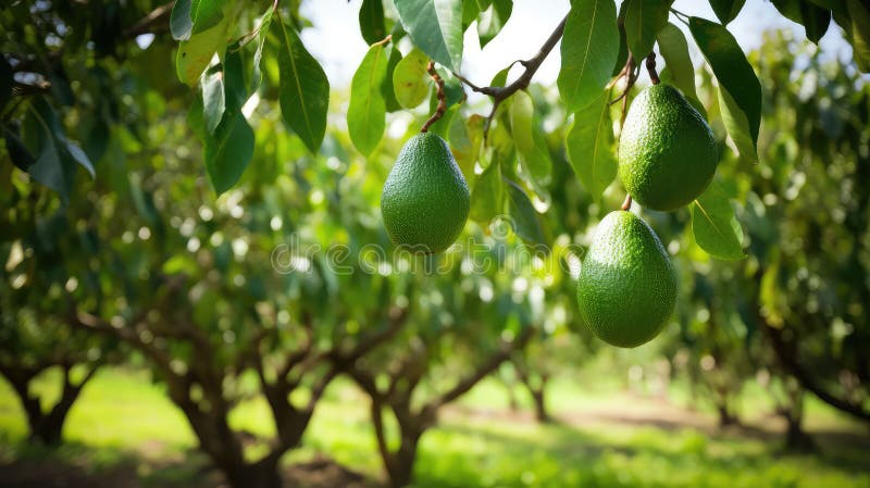 Orchard avocado tree stock illustration. Illustration of orchard ...