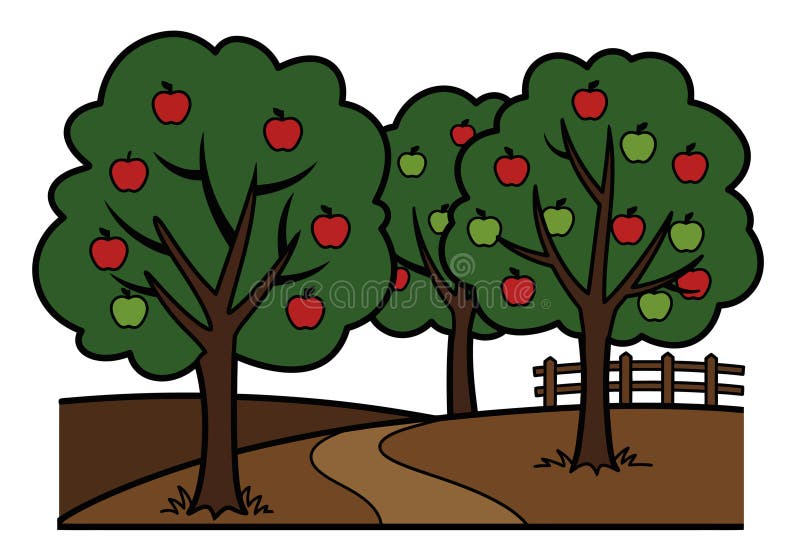 Orchard clip art stock vector. Illustration of farm - 365471004