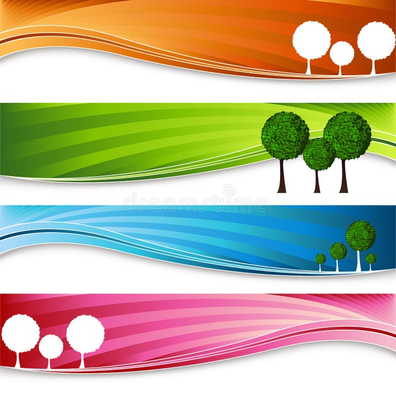 Tree Banners stock vector. Illustration of abstract, landscape - 15653319