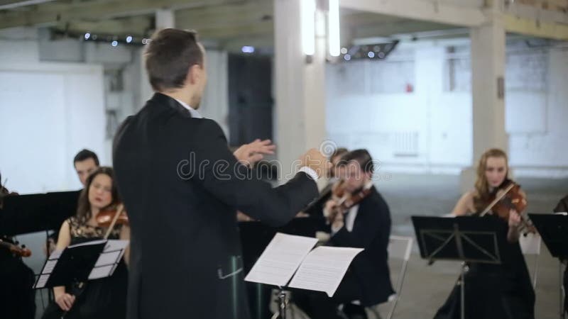 Orchestra Conductor Symphony Play Instrument Stock Video - Video of ...