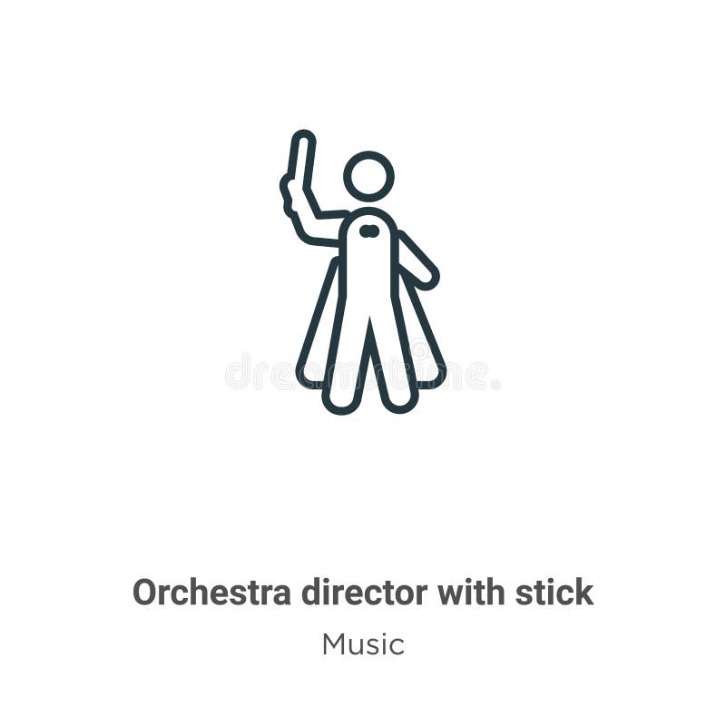 Orchestra Director with Stick Outline Vector Icon. Thin Line Black ...