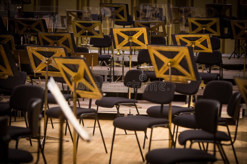 Orchestra Empty Seats on a Stage Stock Image - Image of sound, live ...