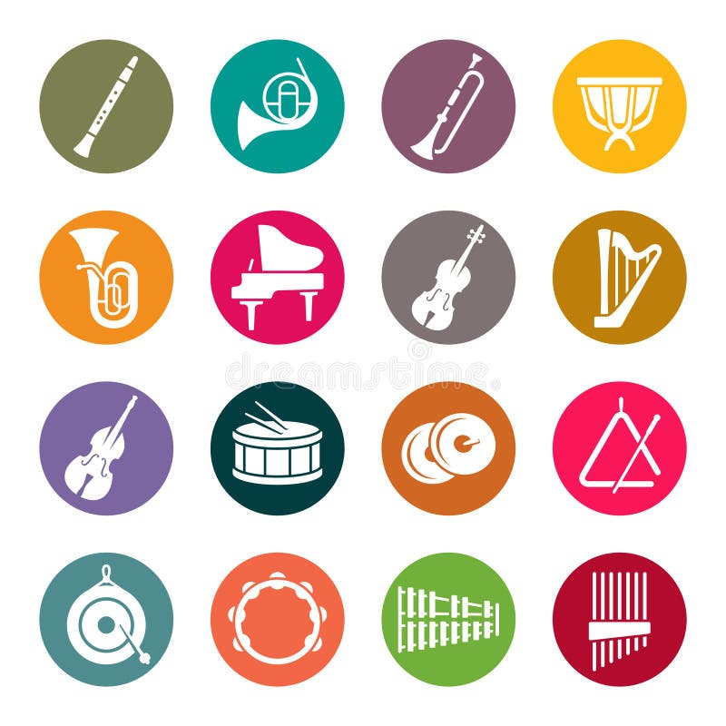 Orchestra Instruments Icons Stock Vector - Illustration of musical ...
