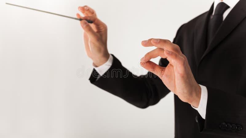 Conductor Conducting an Orchestra Stock Image - Image of musician ...