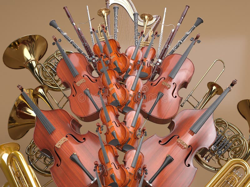 Orchestra Musical Instruments 3D Rendering Stock Illustration ...
