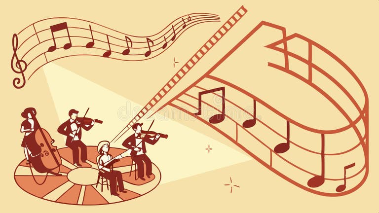 Orchestra Playing Music Notes, Classical Performance Vector Design ...