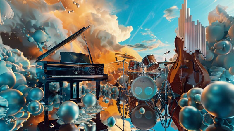 Orchestral Dreamscape stock illustration. Illustration of luminous ...