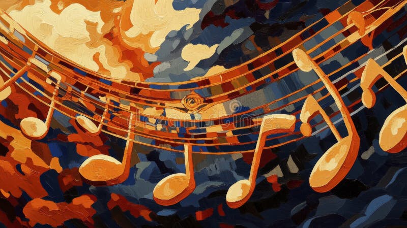 Orchestral Notes in a Dynamic Flowing Design Stock Illustration ...