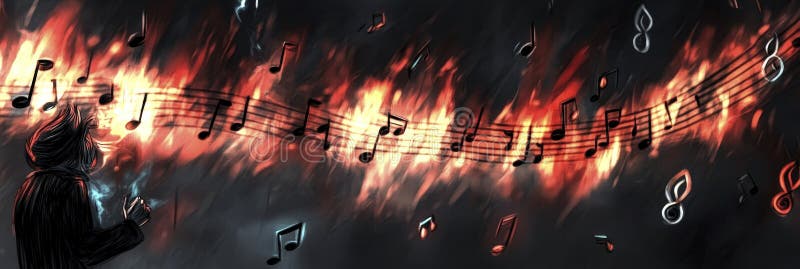 Orchestrated Blaze of Melodies in Dramatic Display Stock Illustration ...