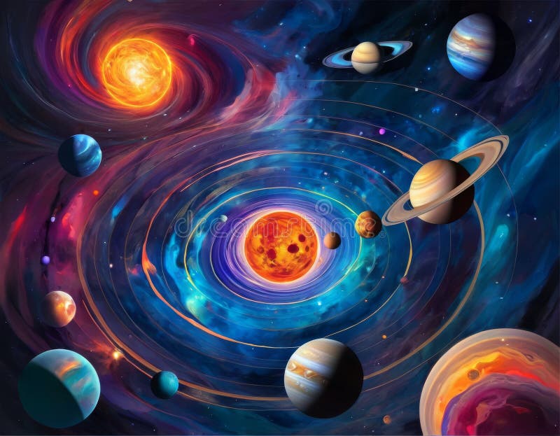 Orchestration of Planetary Harmony Stock Image - Image of rings ...