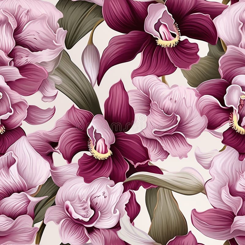 Orchid Delight Seamless Background Stock Illustration - Illustration of ...