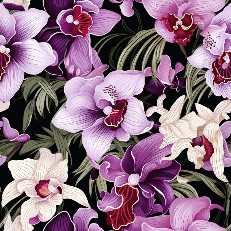 Orchid design for textile stock illustration. Illustration of ...