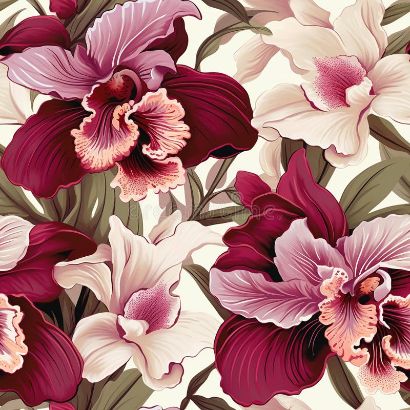 Orchid Fantasy Floral Pattern Magic Stock Illustration - Illustration ...
