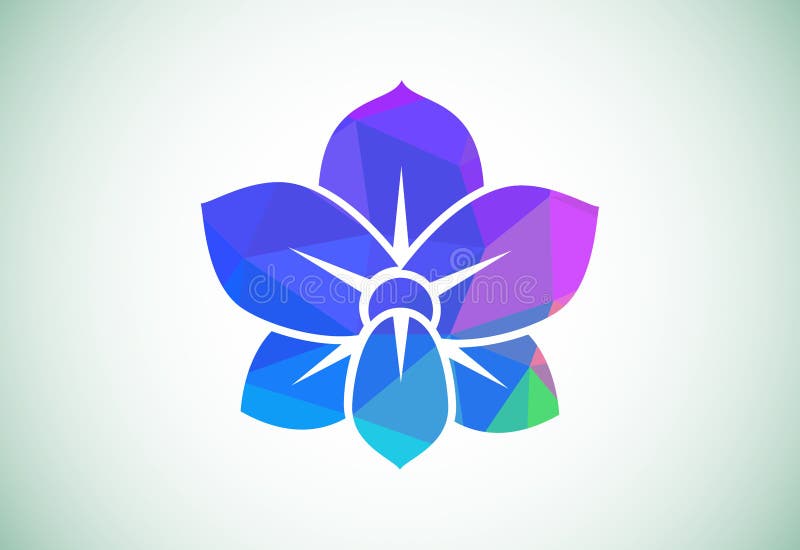Orchid Flower Low Poly Logo Design Template Vector Illustration Stock ...