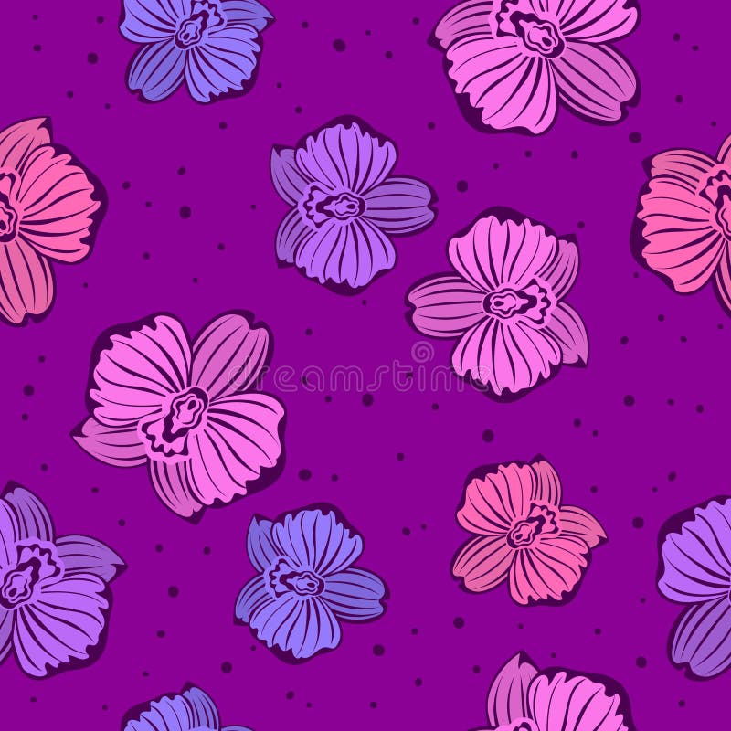 Orchid Flowers Seamless Pattern Stock Vector - Illustration of pattern ...