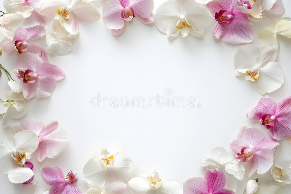 Orchid Frame on White Background for Elegant Design Projects Stock ...
