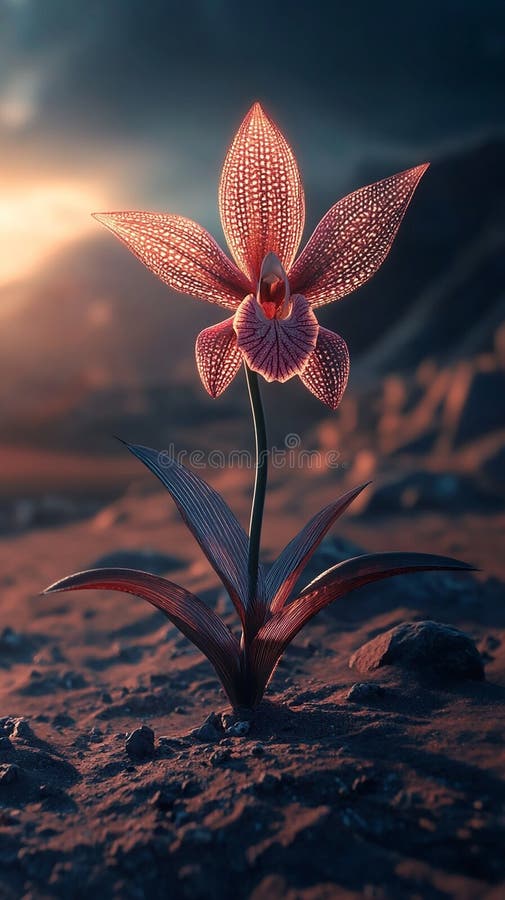 Orchid with Geometric Petals in an Optical Field Stock Illustration ...