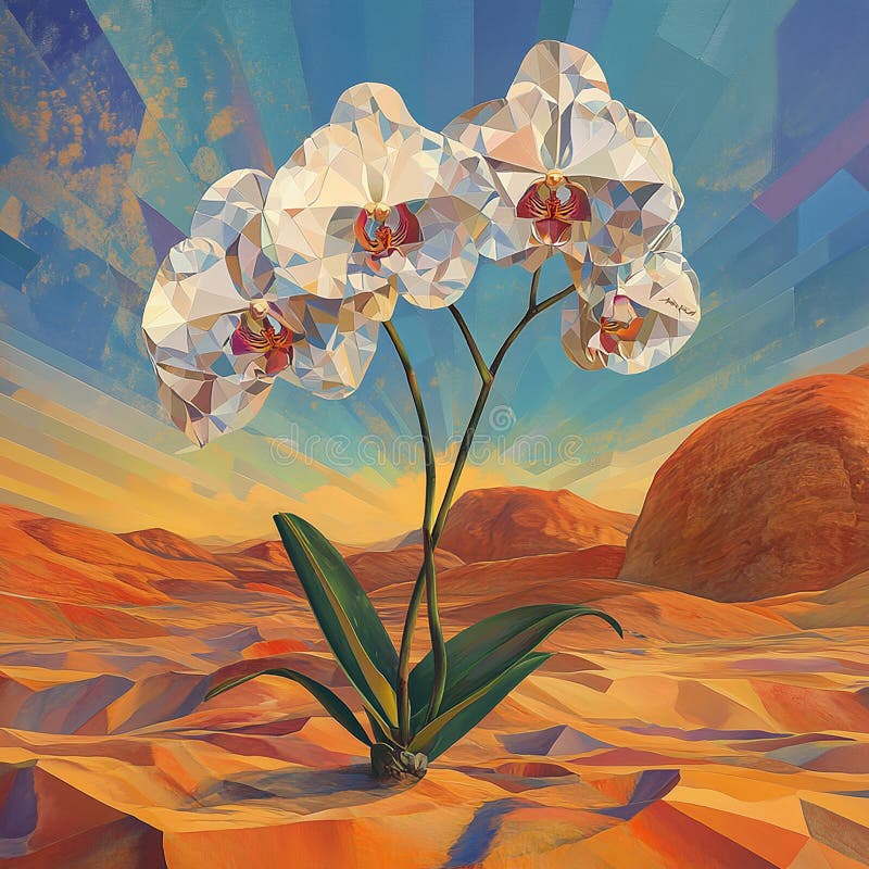 Orchid with Geometric Petals in an Optical Field Stock Illustration ...