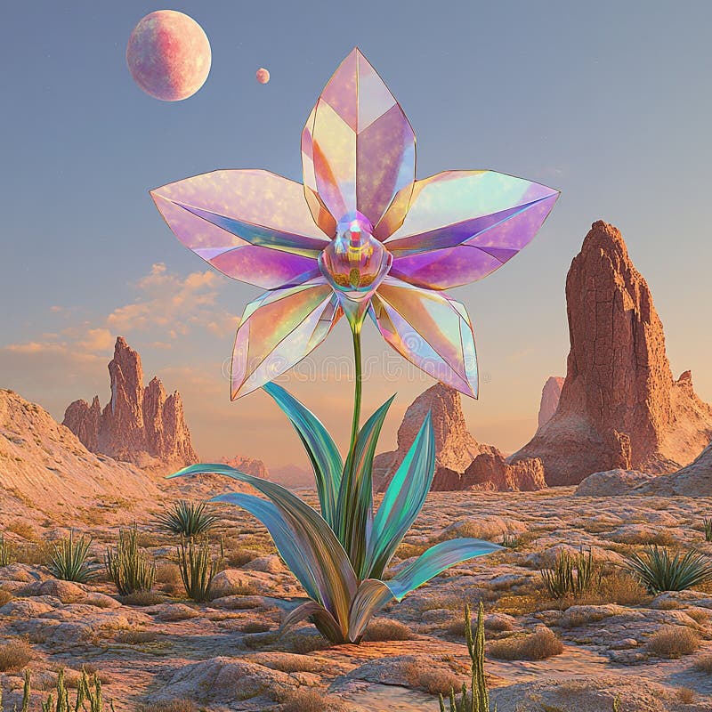 Orchid with Geometric Petals in an Optical Field Stock Illustration ...